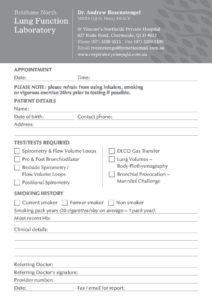 Lung Function Lab Request - Dr. Andrew Rosenstengel